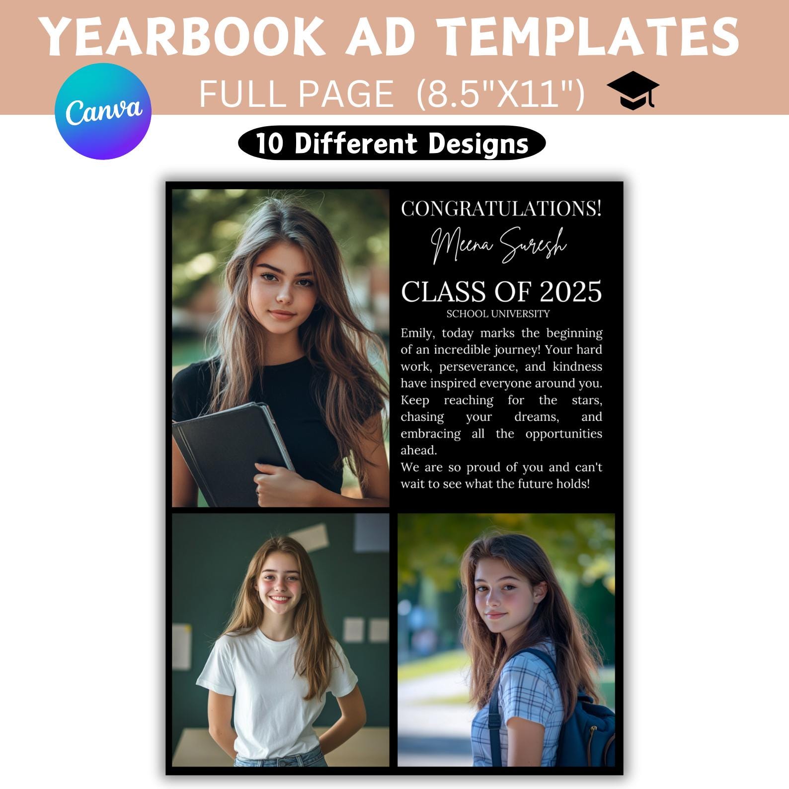 Full Page Yearbook Ad Canva Editable Template, Senior Yearbook Ad ...