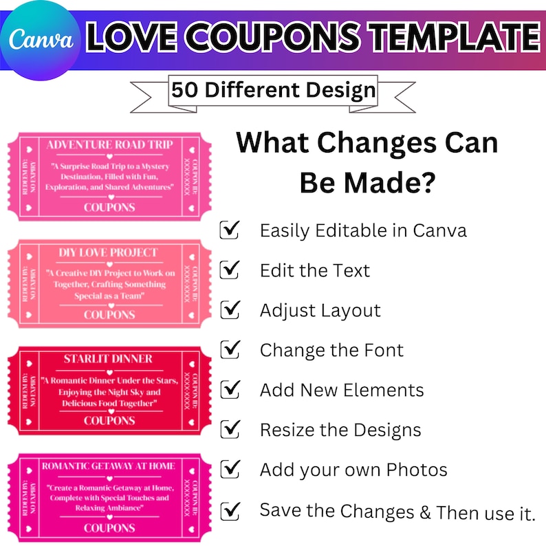 Editable Love Coupons Template | Romantic Gift Coupons | Adult ...