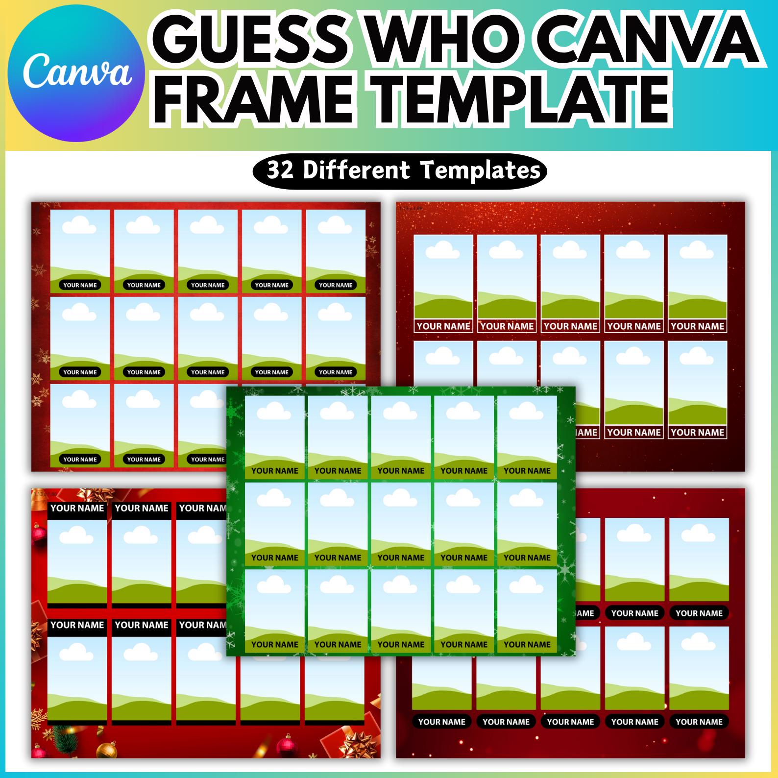 Guess Who Canva Editable Template, Canva Guess Who Game, Guess Who ...