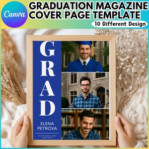 Graduation Magazine Book Cover Canva Editable Template Bundle, 2025 ...