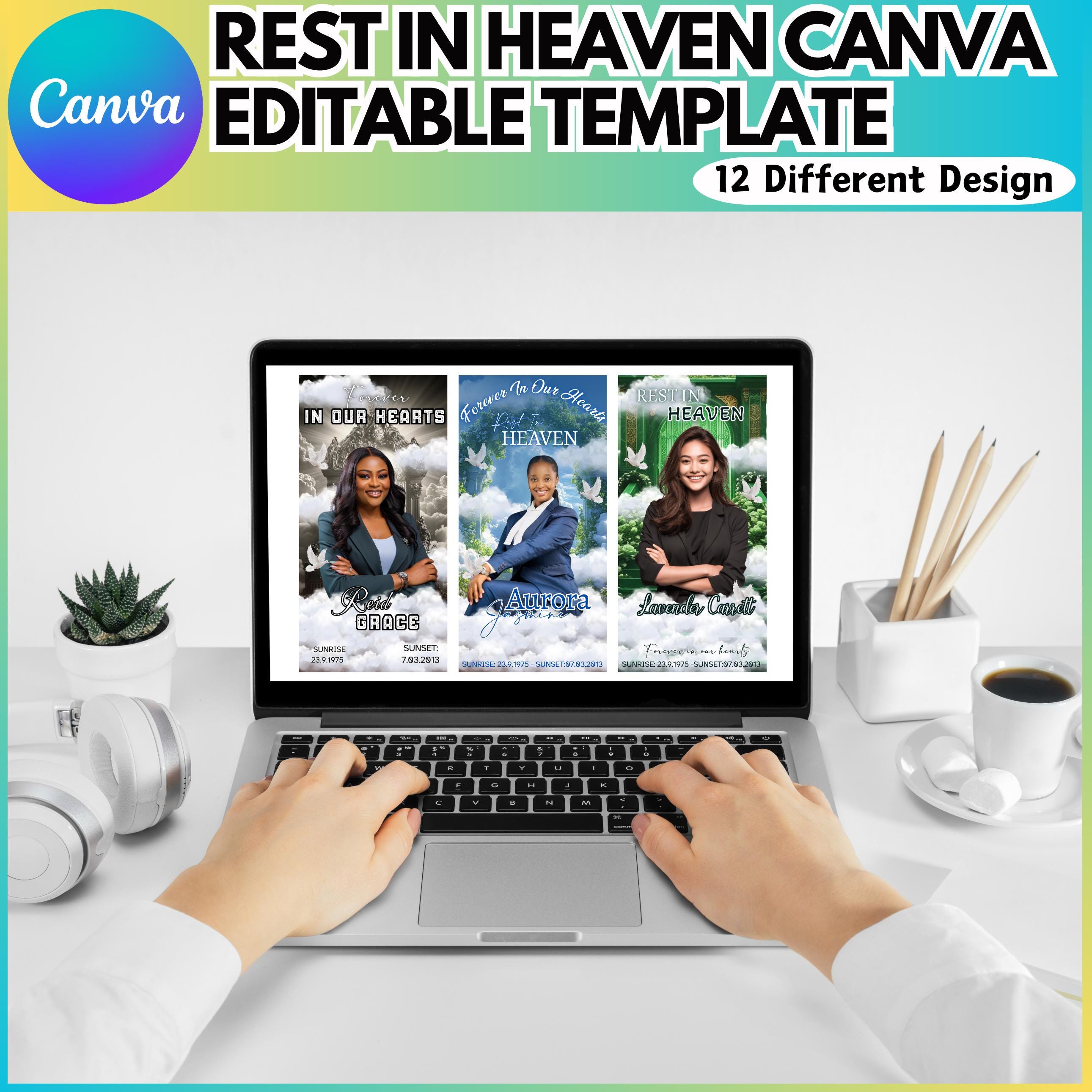 Rest in Heaven Photo Canva Editable Template, in Loving Memory PNG ...