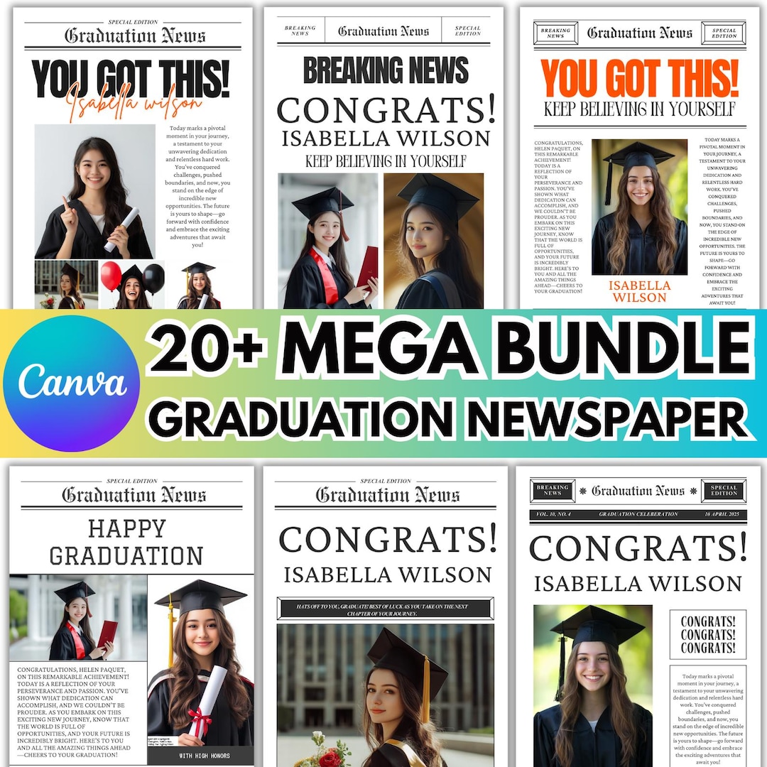Graduation Newspaper 2026 Mega Bundle, Senior Graduation 2026 Design ...