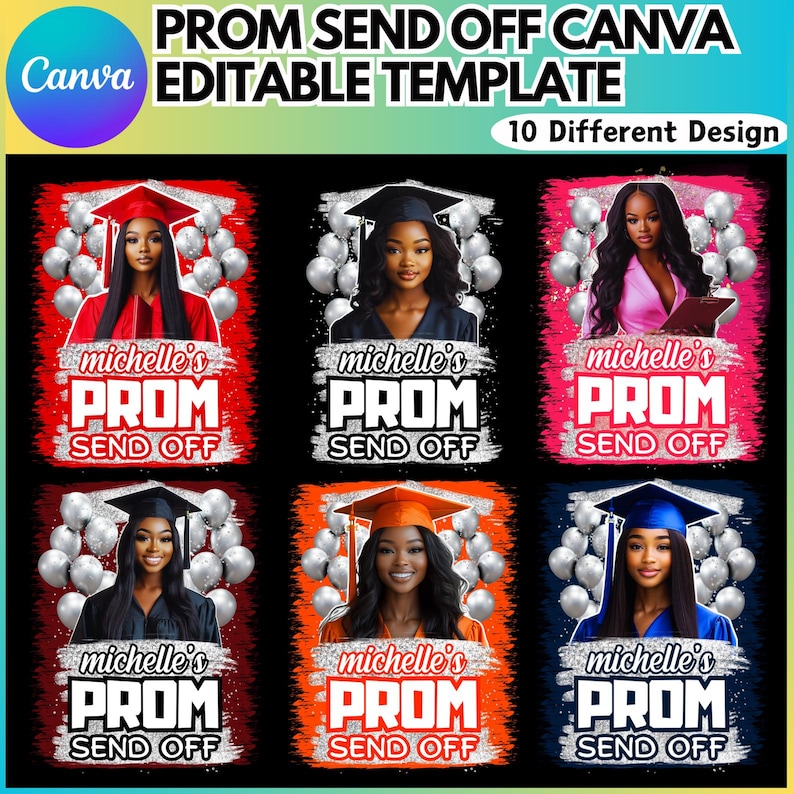 Prom Send off 2026 Canva Editable Bundle, High School Graduation Canva ...
