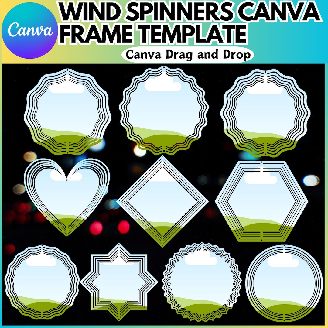 Wind Spinner Canva Editable Bundle, Canva Frame Design, Heart Frame ...