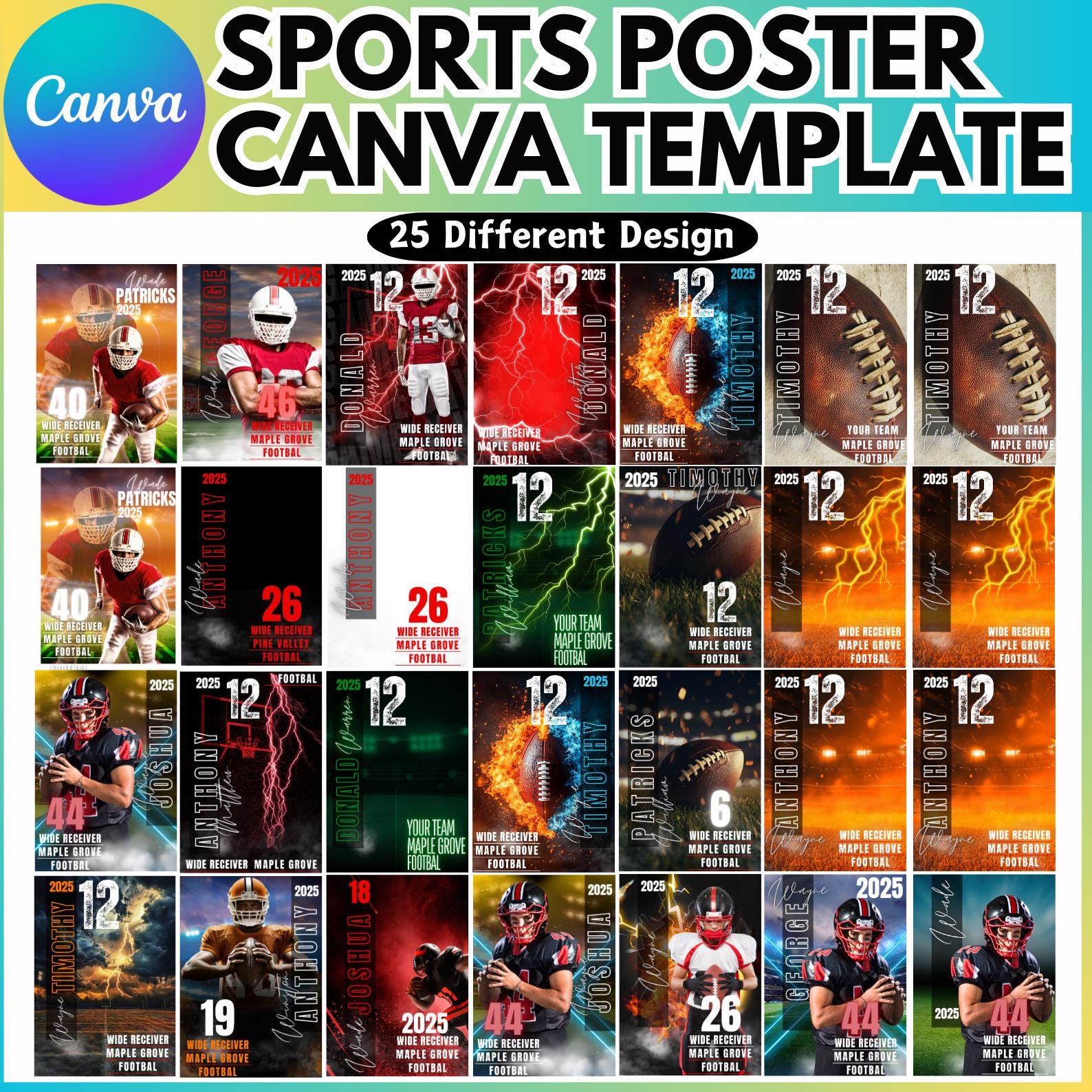 Football Poster Canva Template, Sports Background & Digital Backdrop ...