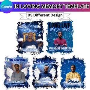 In Loving Memory Blue Design Canva Editable Bundle, Funeral ...