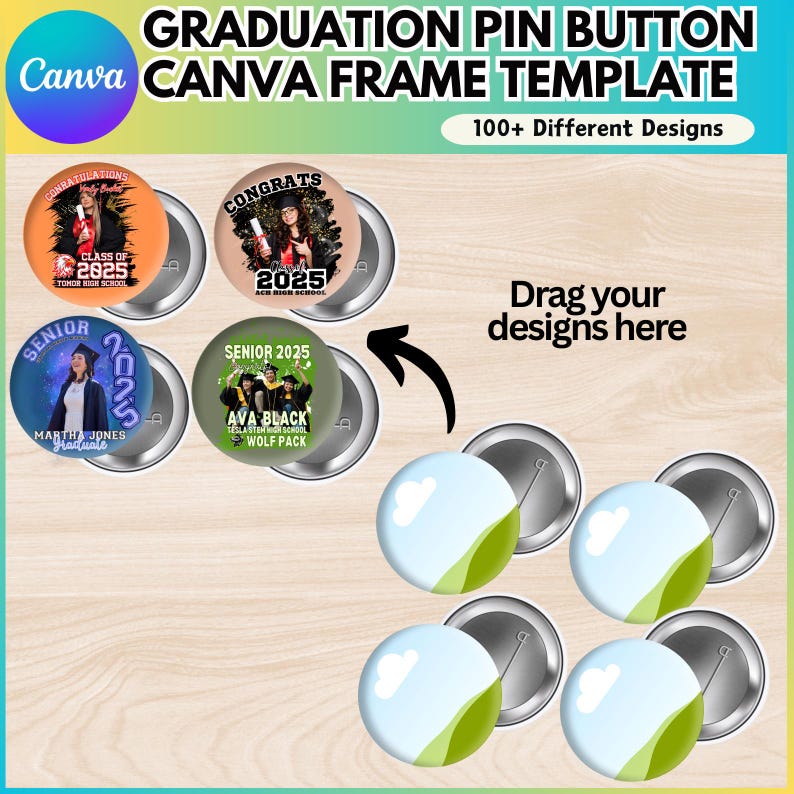 Graduation Pin Button Canva Editable Template, Congratulation 2025 ...