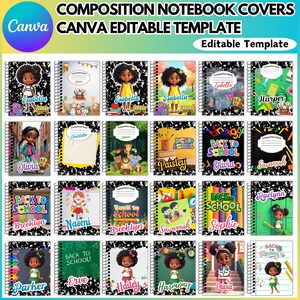 Composition Book Cover Mega Bundle, Canva Composition Notebook Design ...