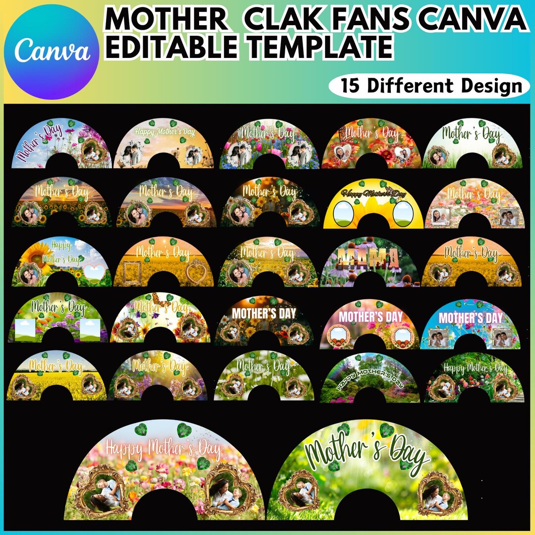 Mothers Day Clack Fan Canva Editable Template, Chinese Fan Template ...