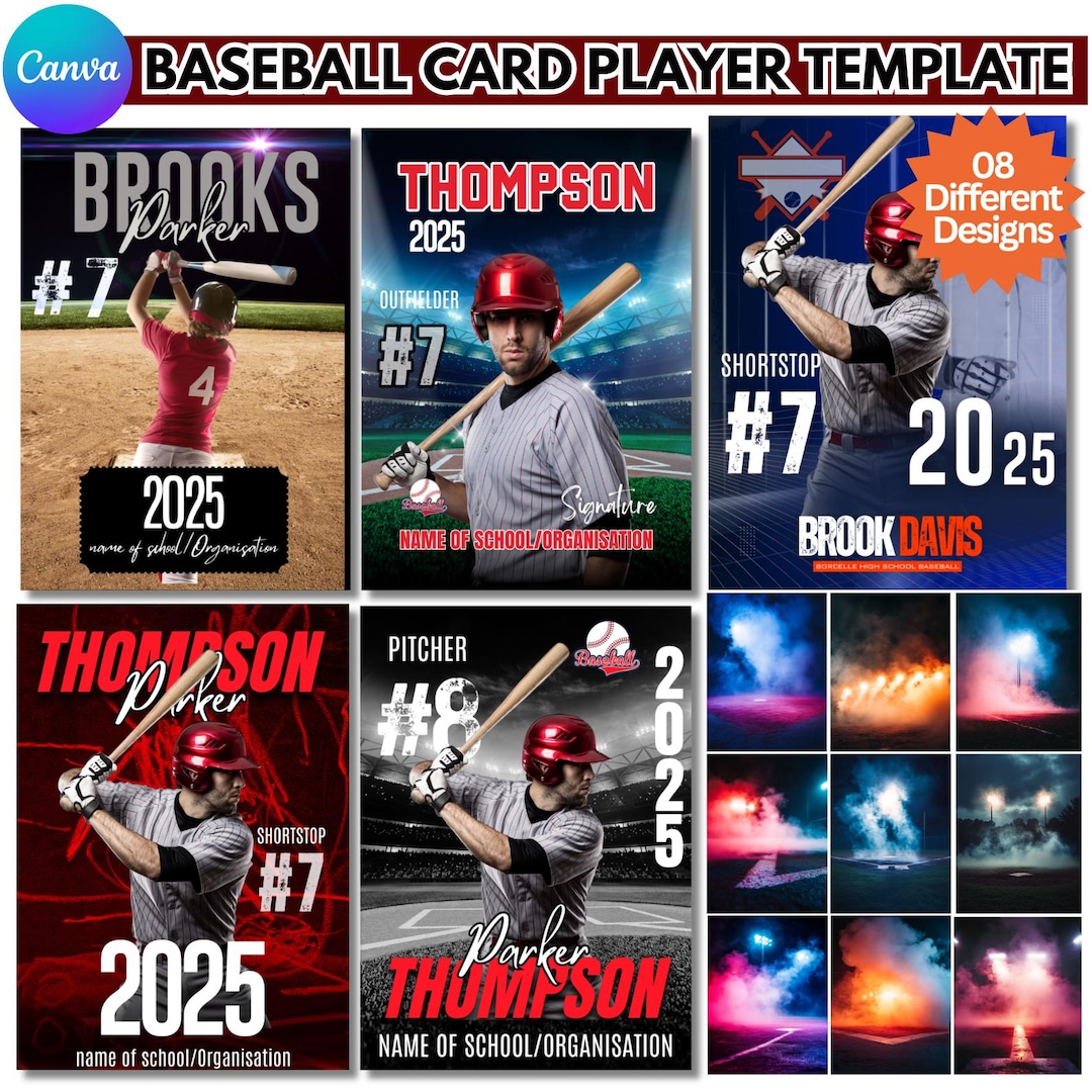 Baseball Card Player Canva Editable Template, Baseball Homecoming ...