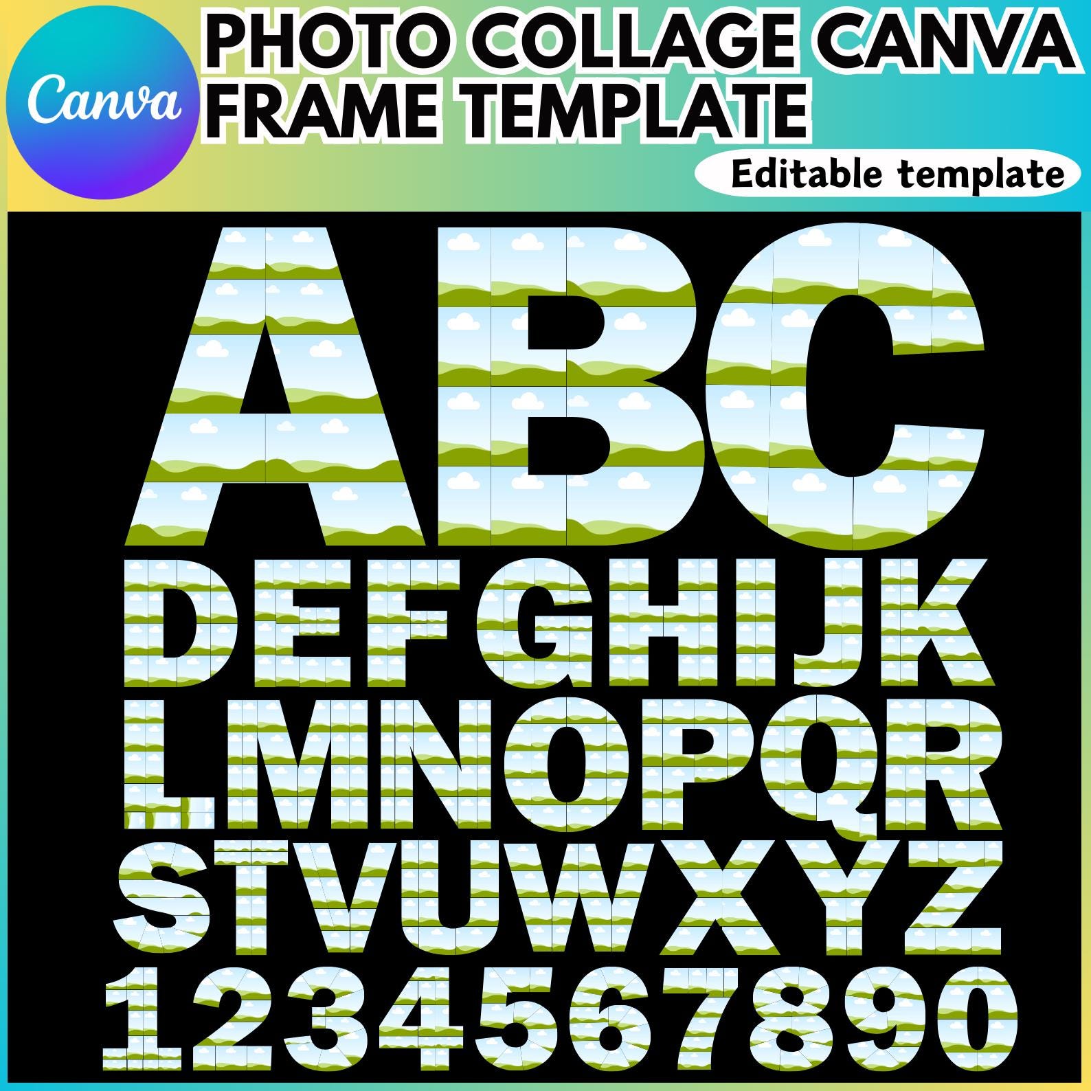 Canva Template, Canva Photo Collage Letters, Photo Collage Bundle ...