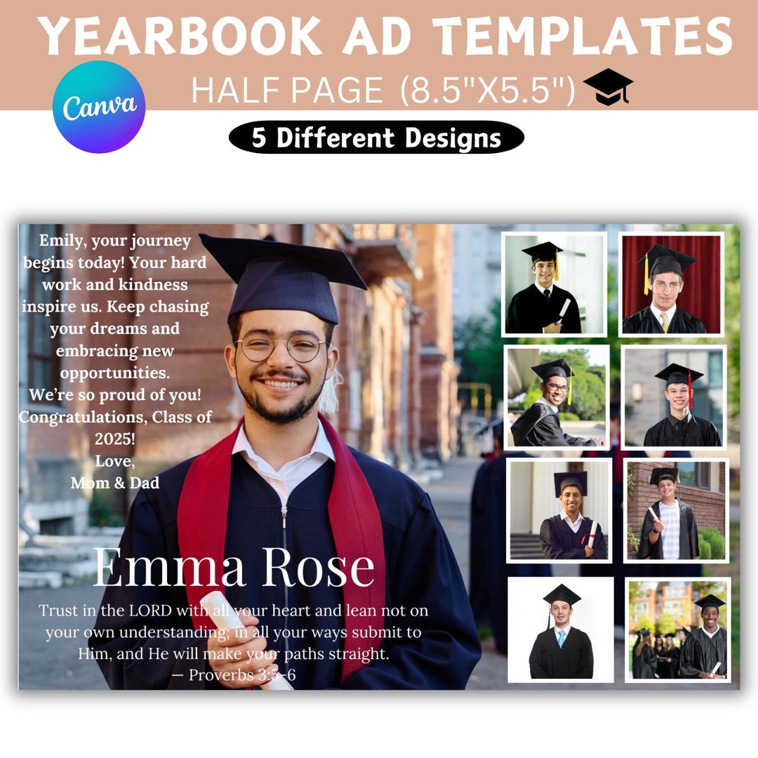 Half Page Yearbook Ad Graduation Canva Editable Template, Senior ...