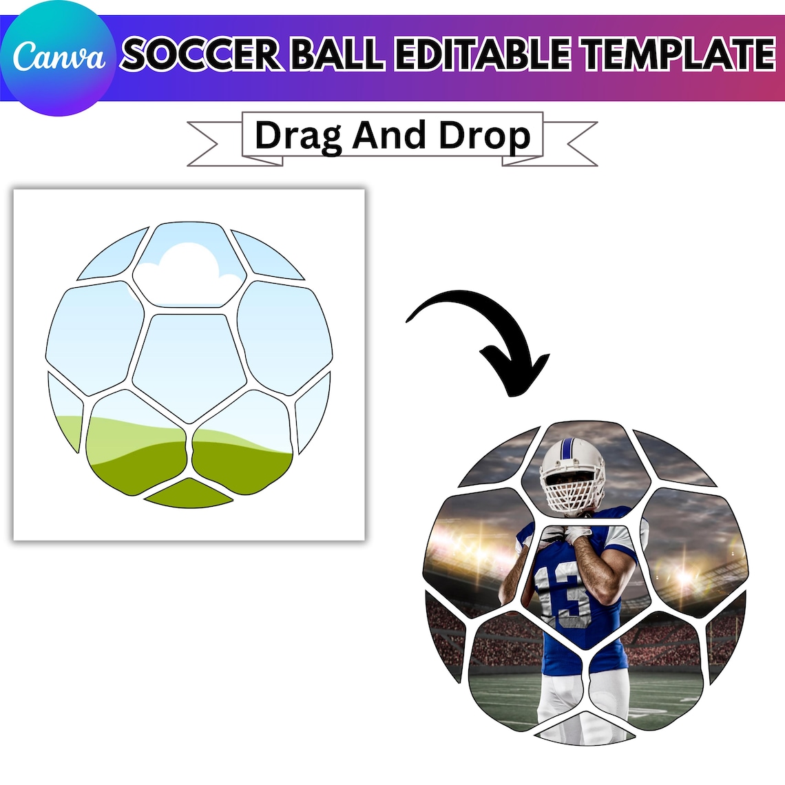 Soccer Panel Template, Soccer Ball Panel Blank, Custom Soccer Ball Wrap ...