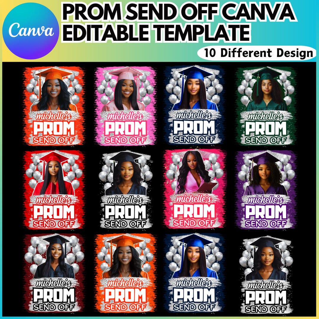 Prom Send off 2026 Canva Editable Bundle, High School Graduation Canva ...