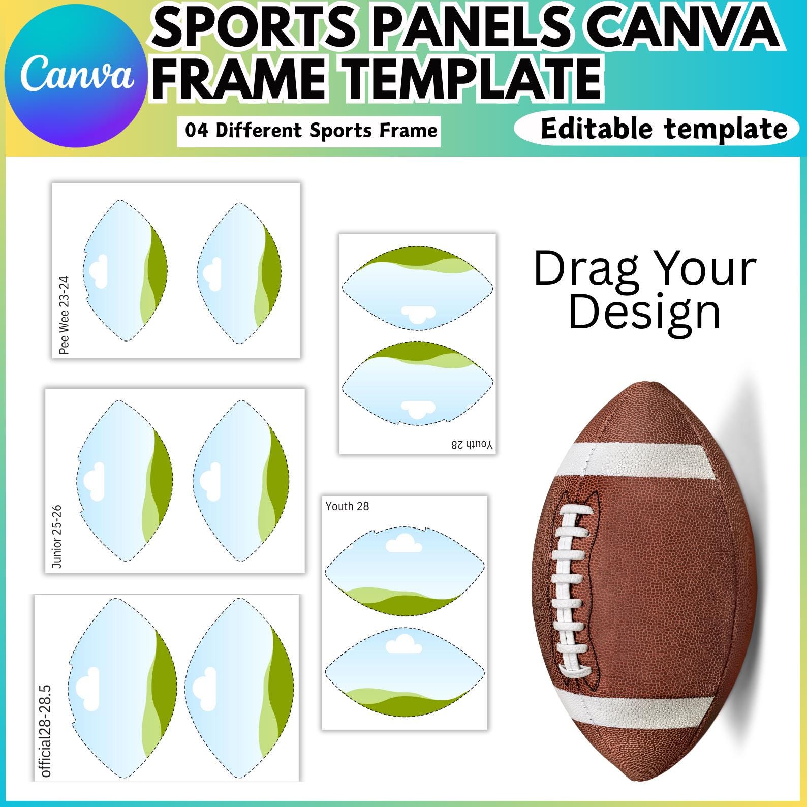 Sports Panel Canva Editable Template Bundle, Baseball, Softball ...