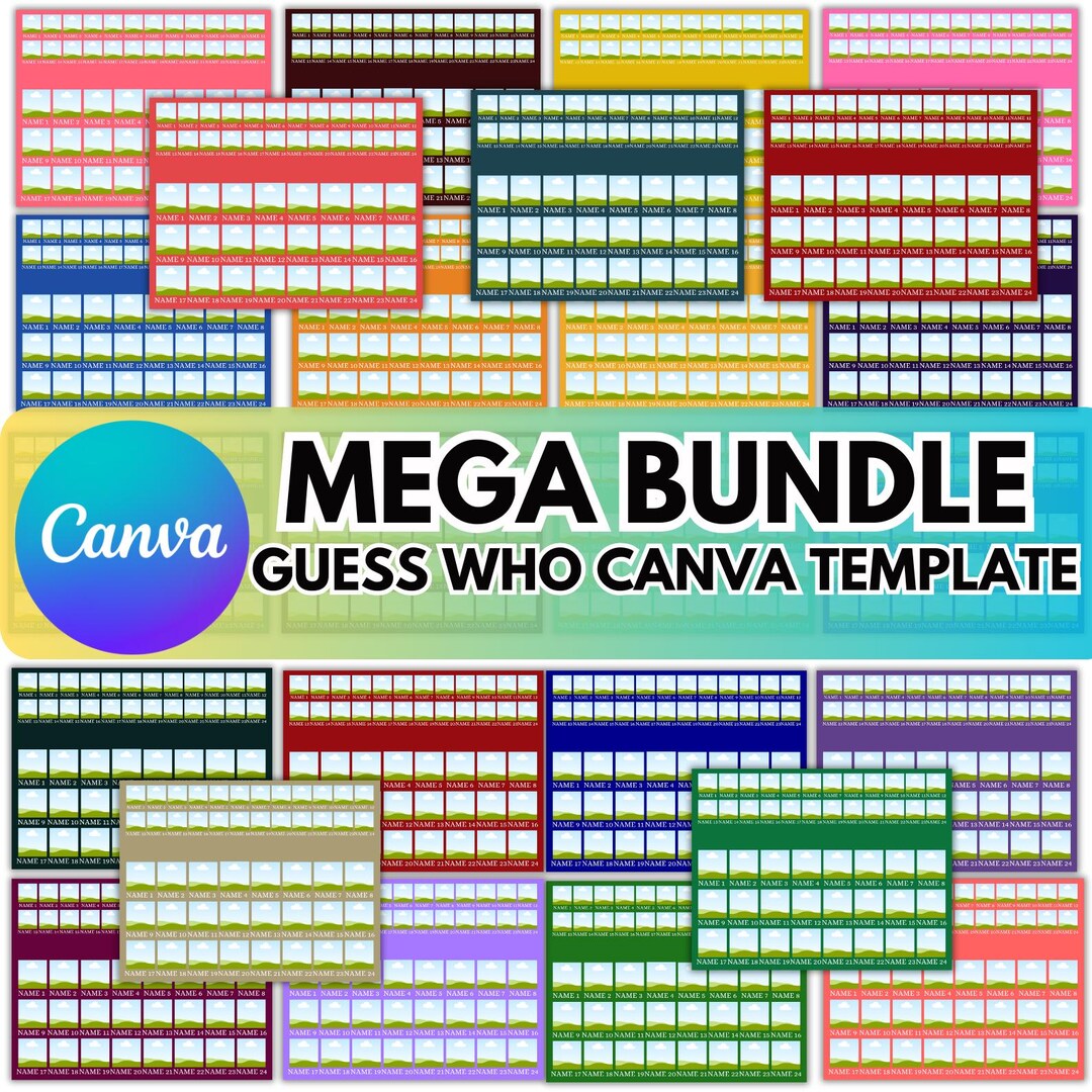 Custom Guess Who Canva Editable Mega Bundle Template, Canva Guess Who ...