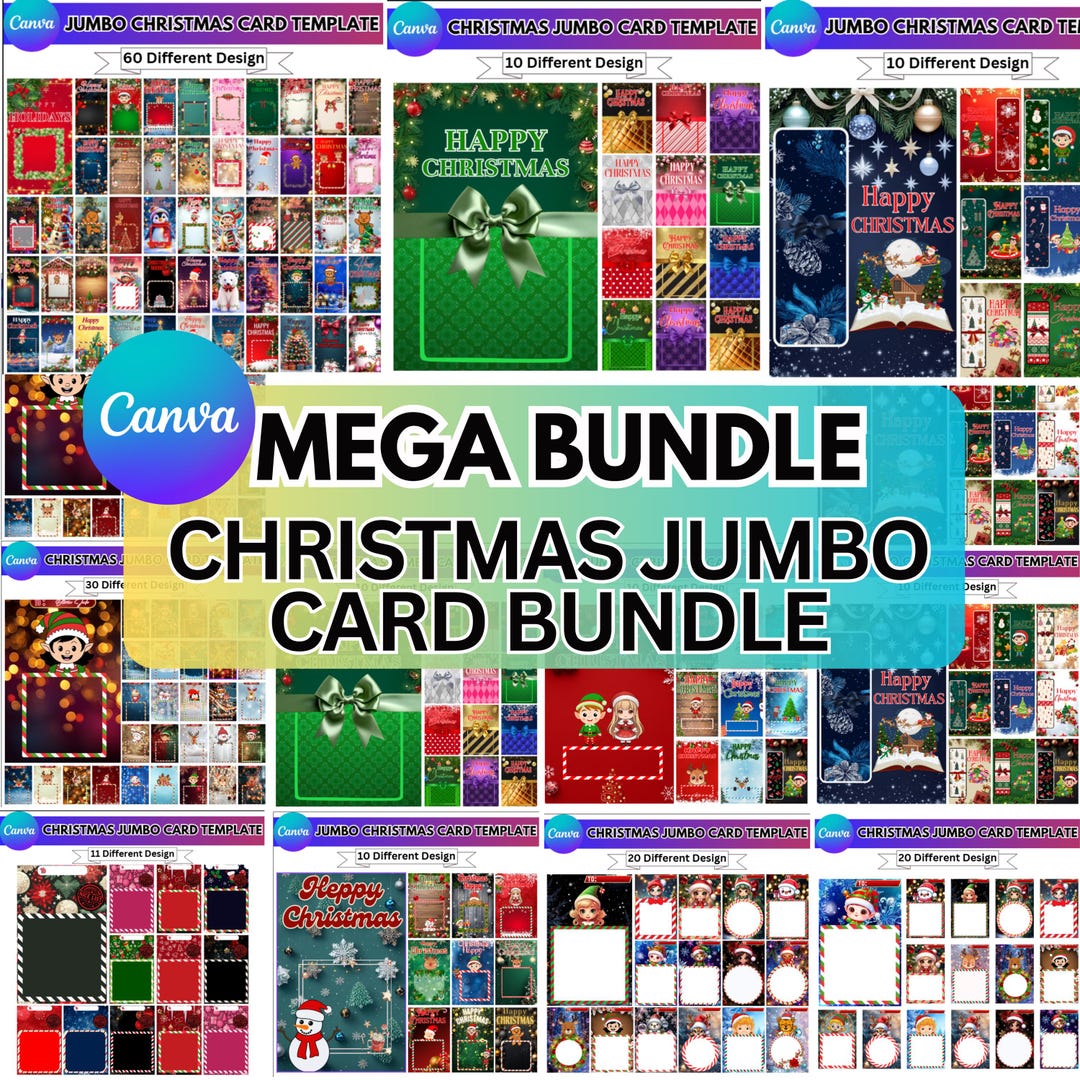 Jumbo Christmas Cards Mega Bundle, Jumbo Christmas Card Templates ...