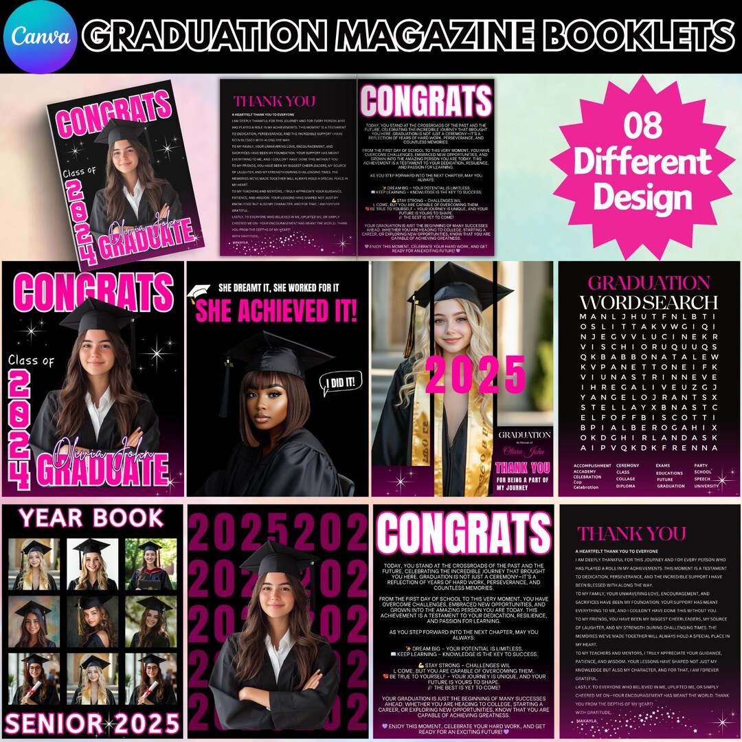 Graduation Activity Booklet Editable Canva Template, Maze, Crossword ...