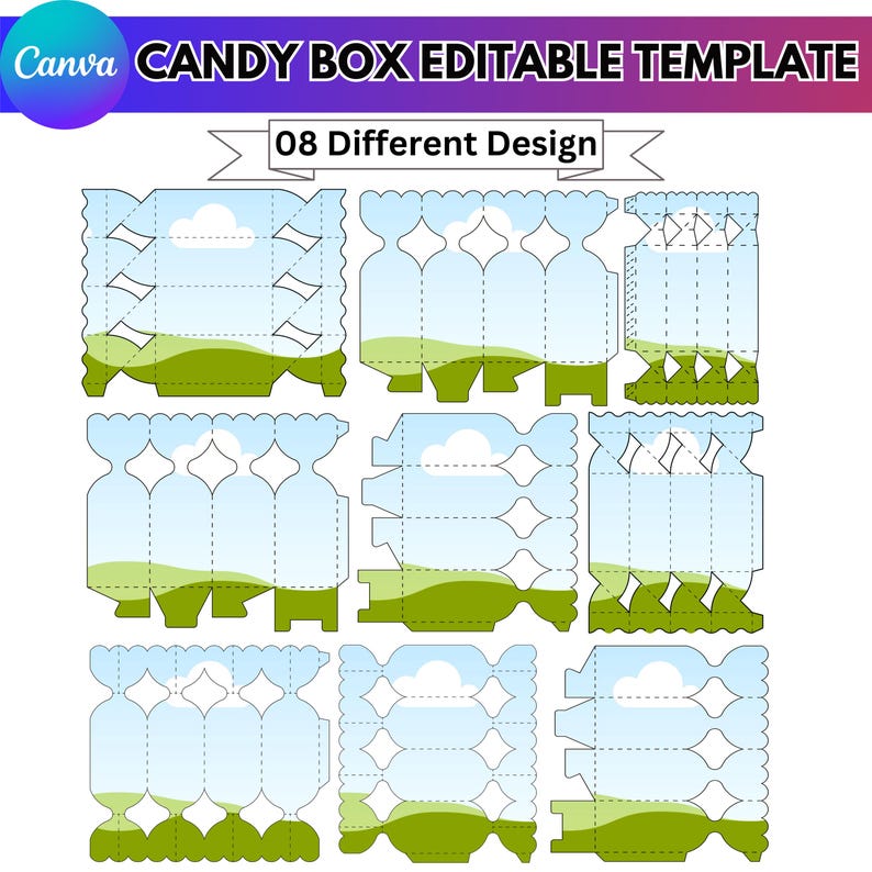 Candy Box Template, Editable Canva Candy Box, Printable Gift Box ...