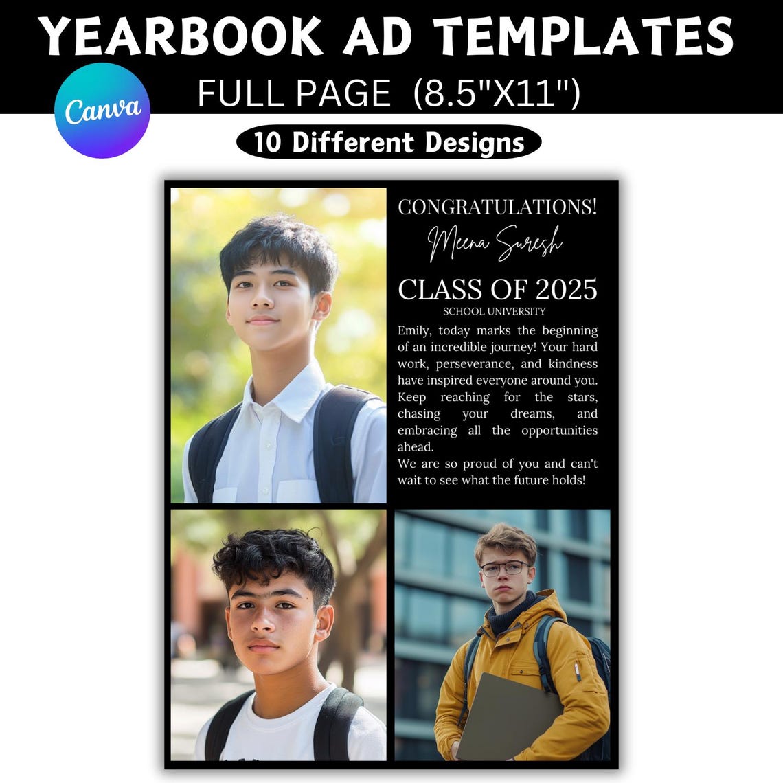 Full Page Yearbook Ad Canva Editable Template, Senior Yearbook Ad ...