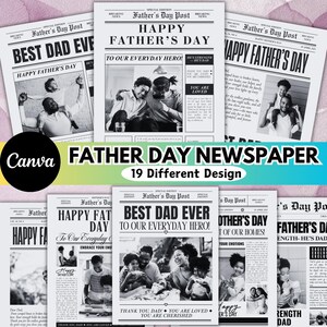 Fathers Day Newspaper Canva Editable Template Bundle, Fathers Day Gift ...