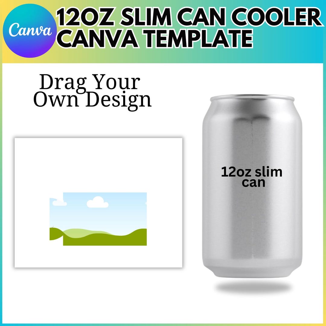 12oz Slim Can Cooler Canva Template, Canva Editable Template, Slim Can ...