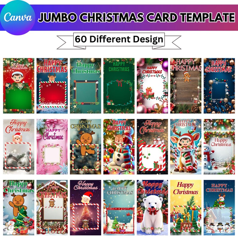 Jumbo Christmas Cards Bundle, Jumbo Christmas Card Templates, Christmas ...