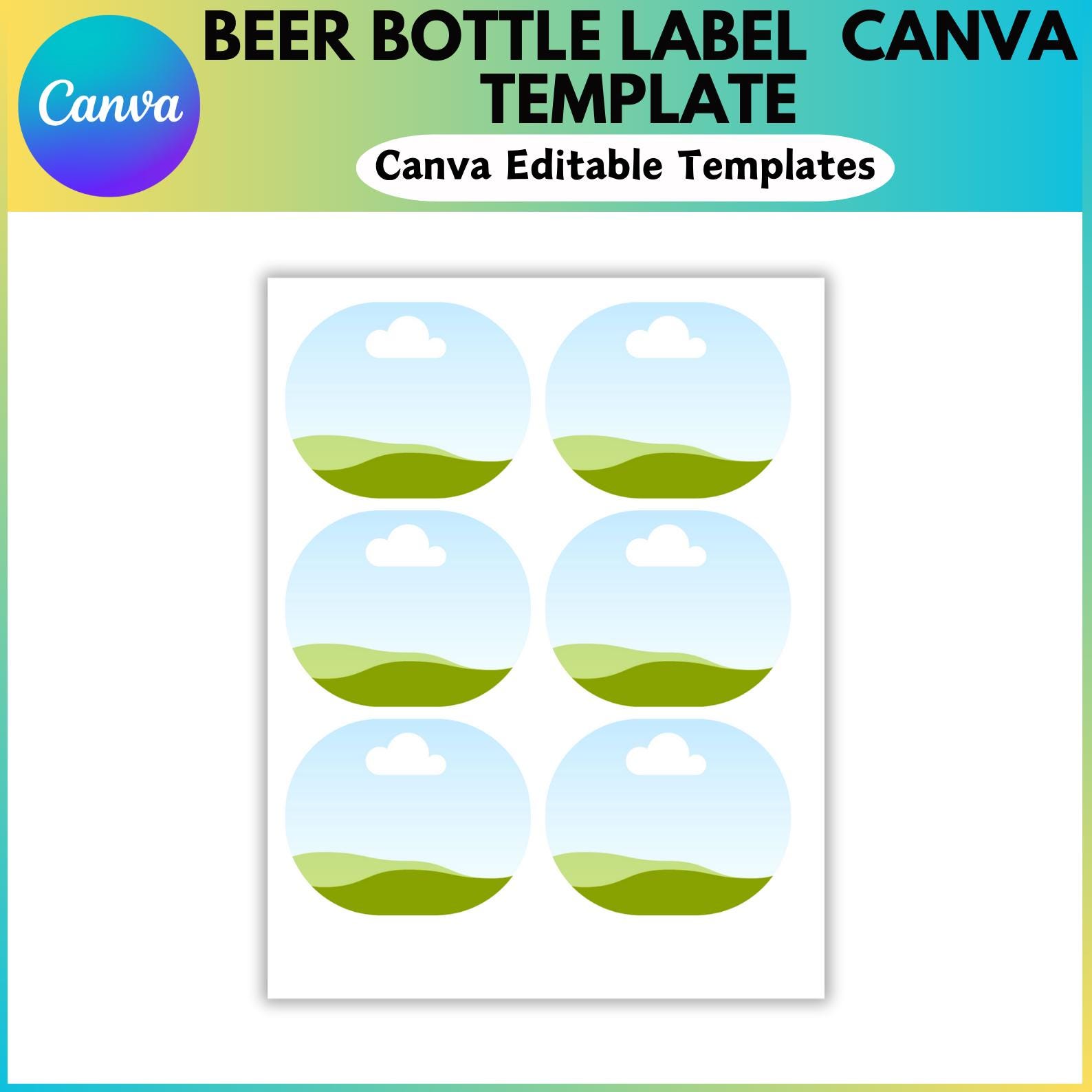Beer Bottle Label Template, Beer Bottle Canva Editable, Canva Frame ...