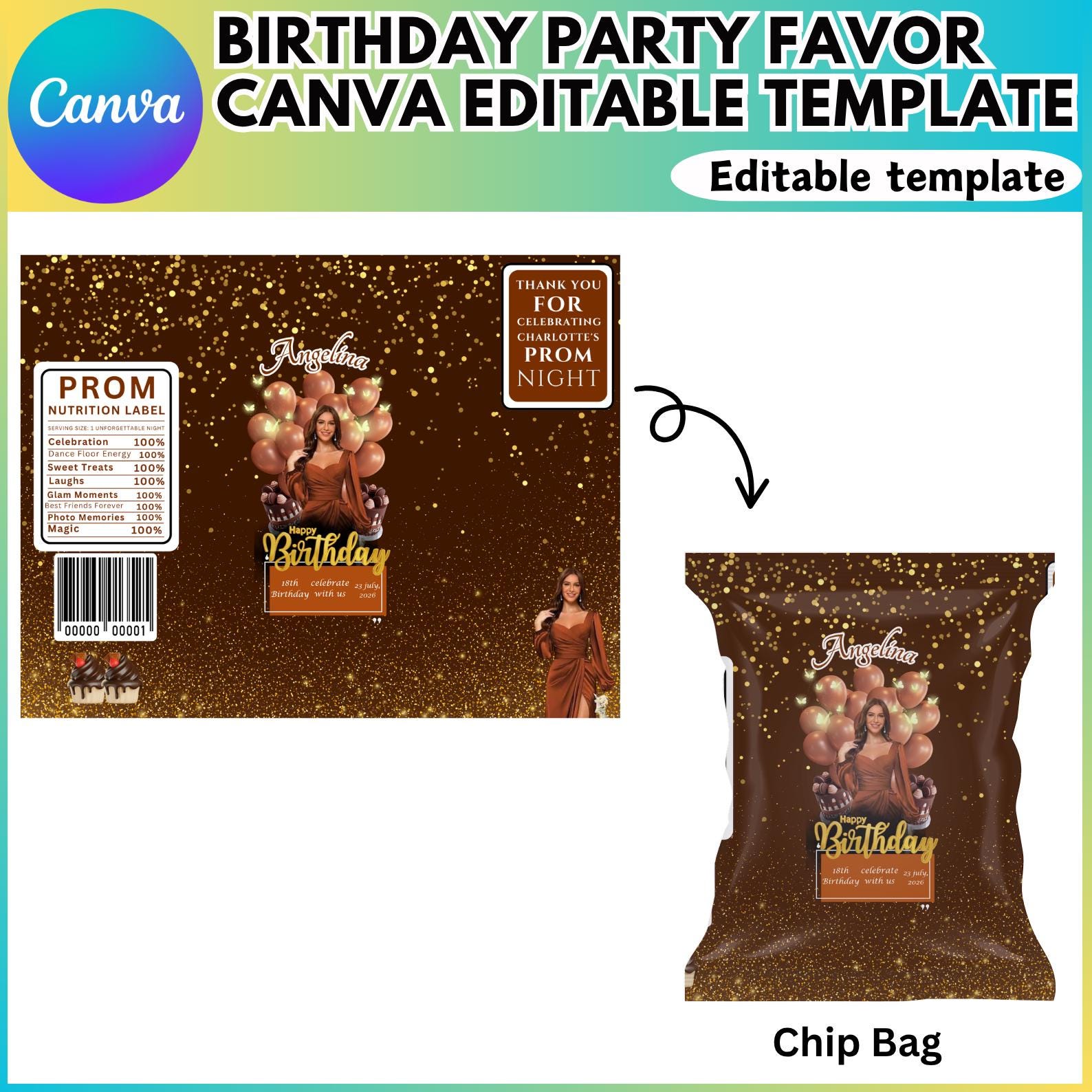 Brown Birthday Party Favor Design Bundle, Party Favor Pack, Birthday ...