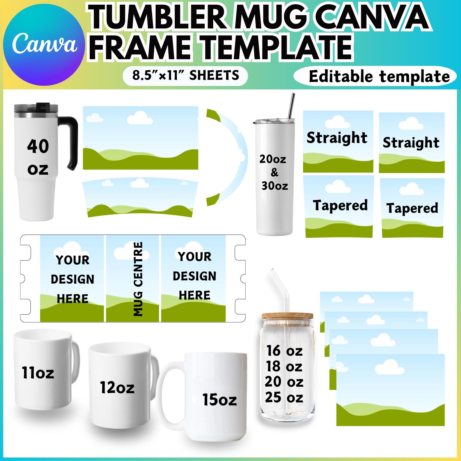 Tumbler Template Canva Editable Bundle, Tumbler Template, Tumbler Wrap ...
