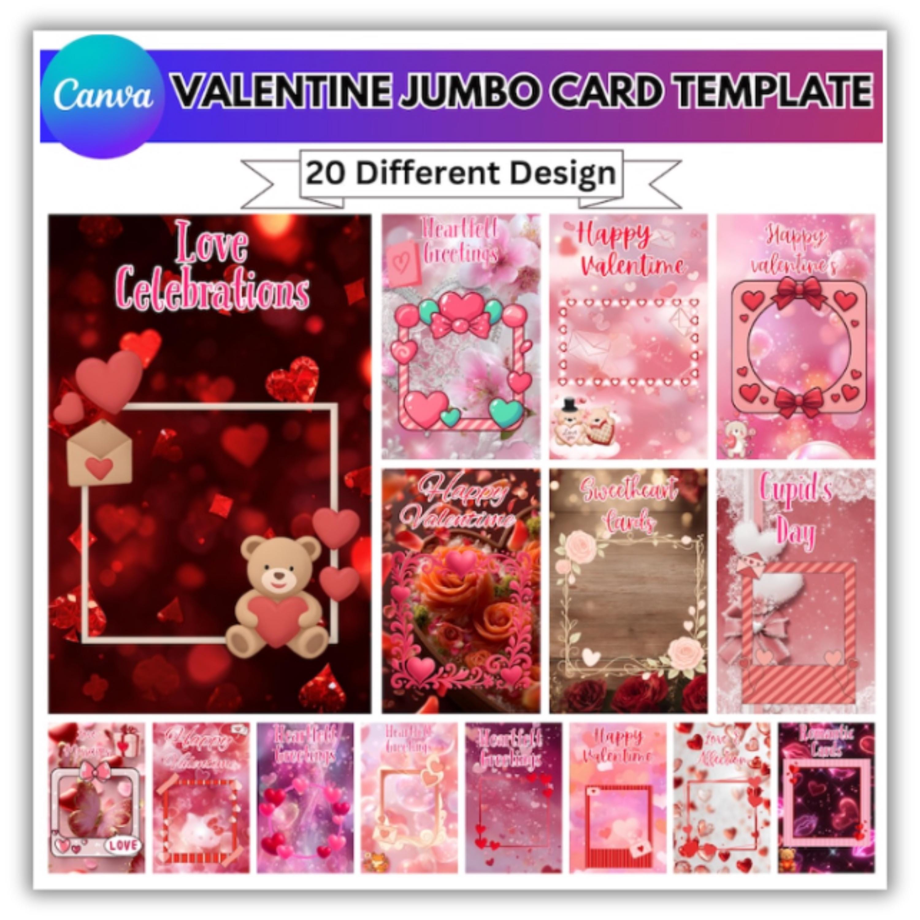 Valentine Jumbo Pack Card Mega Bundle Template, Custom Photo Collage ...