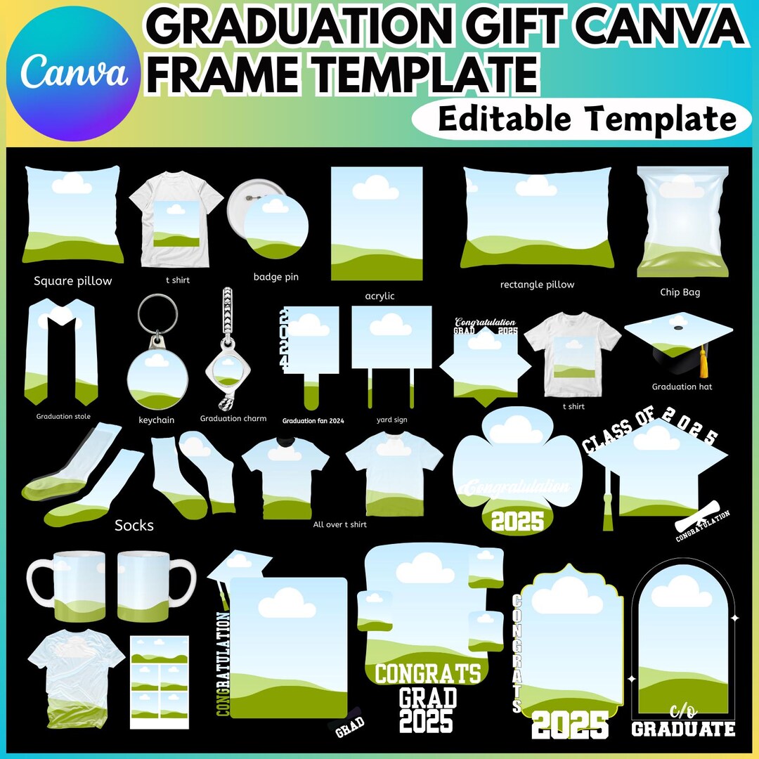 Graduation Gift Set Mockup Canva Editable Bundle, Graduation Canva ...