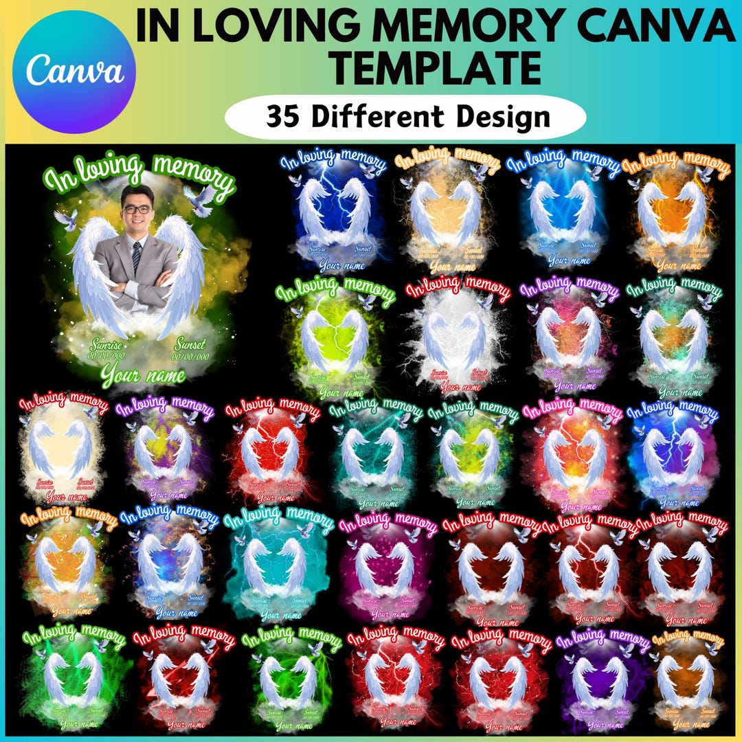 In Loving Memory Design Canva Editable Bundle, Memorial Design Bundle ...