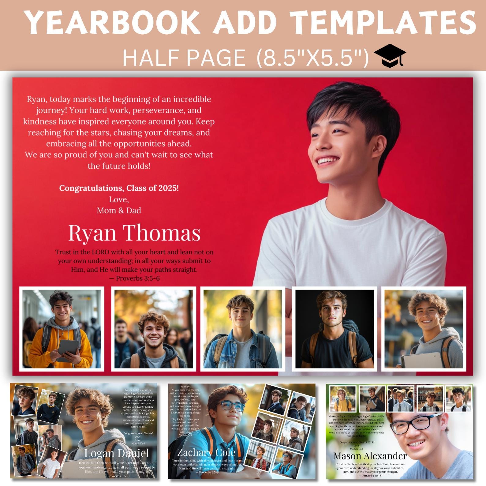 Half Page Yearbook Ad Canva Editable Bundle Template, Senior Yearbook ...