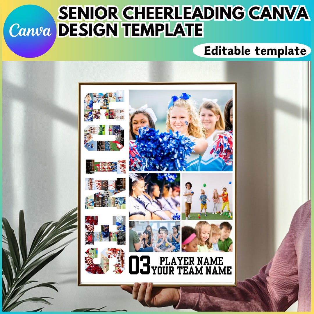 Senior Night Cheerleading Poster Canva Editable Template, Cheers Photo ...