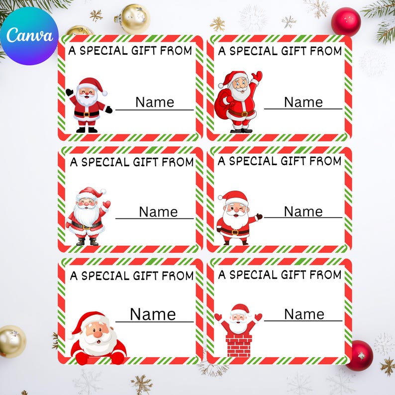 Editable Secret Santa Name Draw Cards, Office Secret Santa Game, White ...