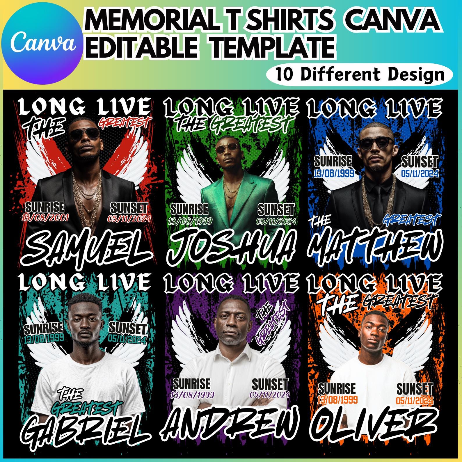 Long Live the Greatest Canva Editable Template, Memorial PNG T Shirts ...