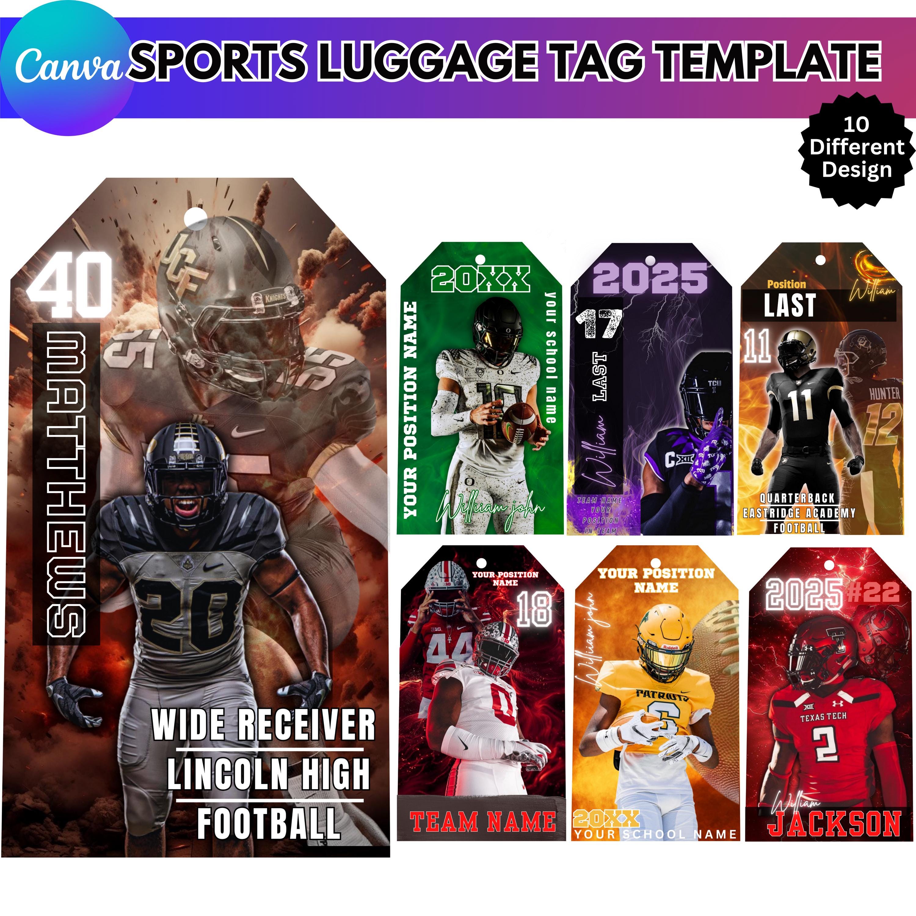 Football Luggage Tag Template, Editable Canva Bag Tag Design, Custom ...