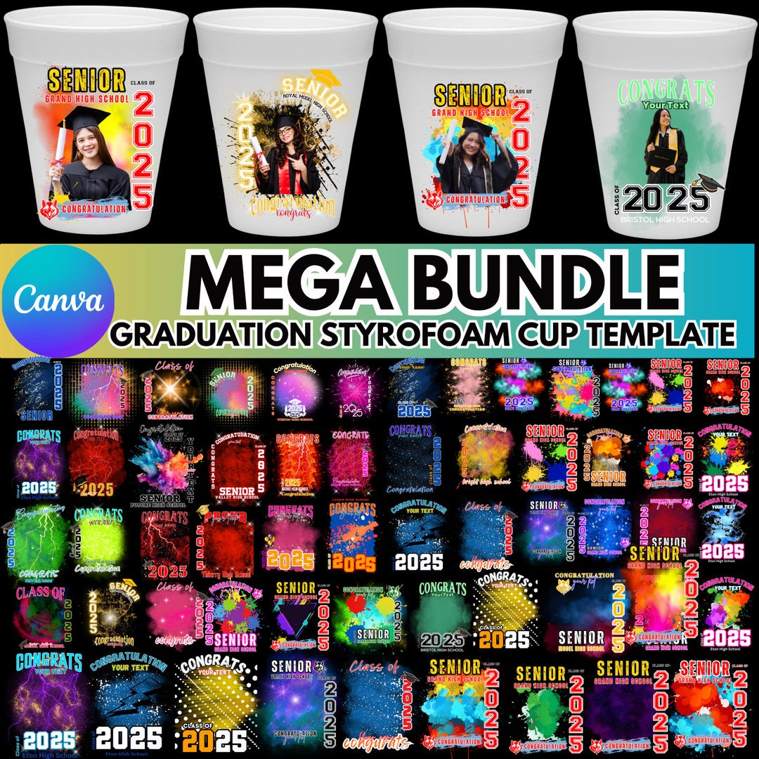 Graduation Styrofoam Cup Canva Editable Template, Graduation Party Cup ...