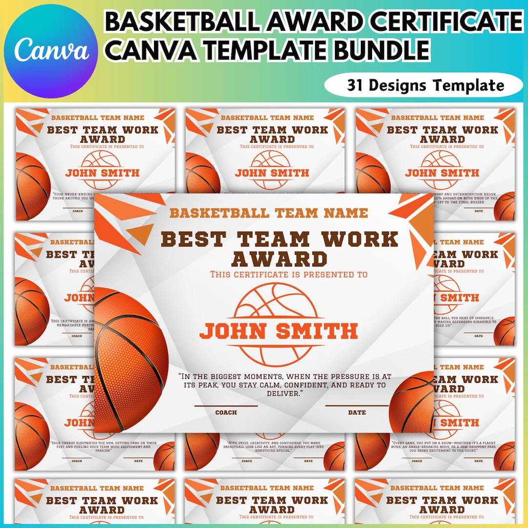 Basketball Awards Printable Canva Editable Template, End of Season ...