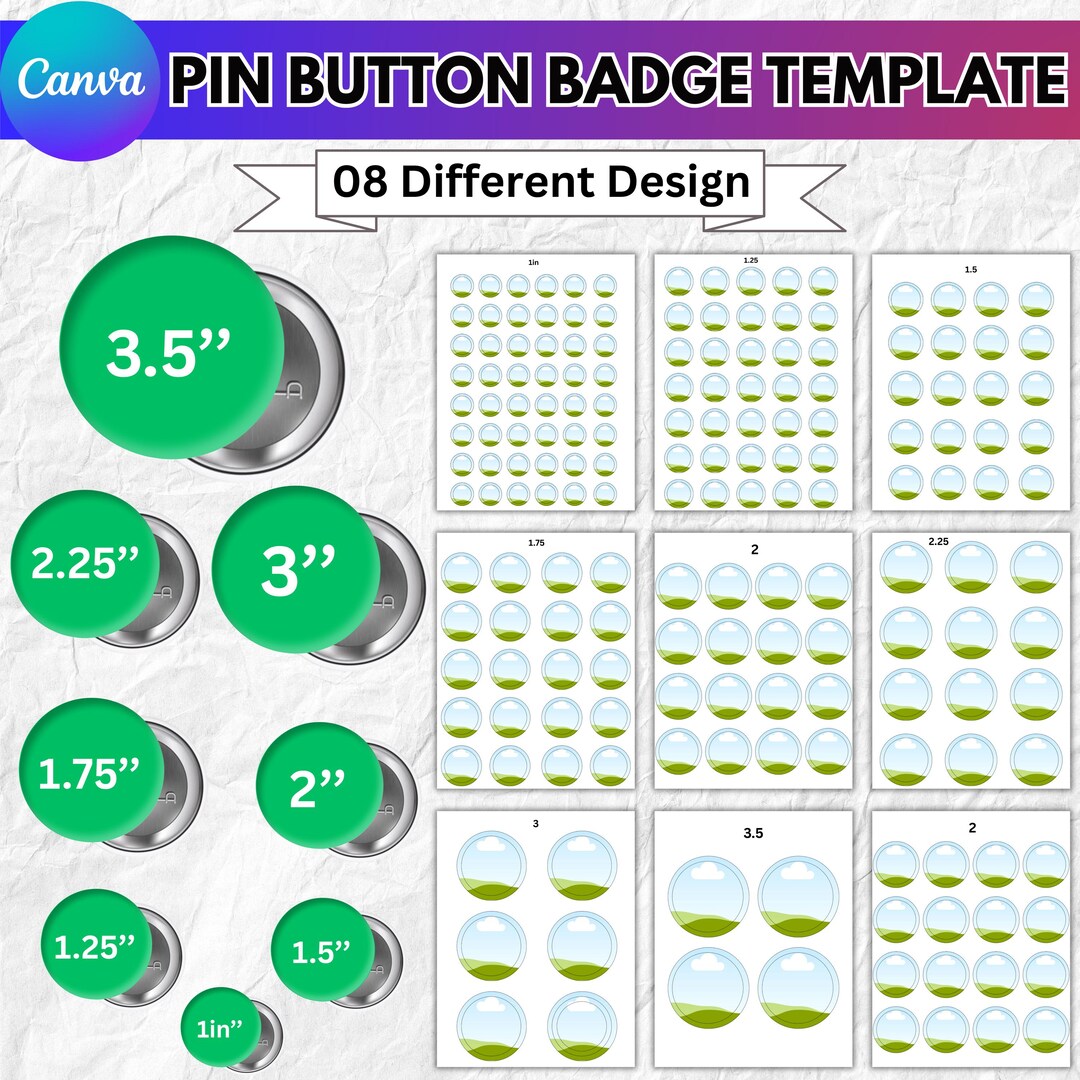 Button Pin Template Bundle, Blank Button Pin Design, Sublimation Badge ...
