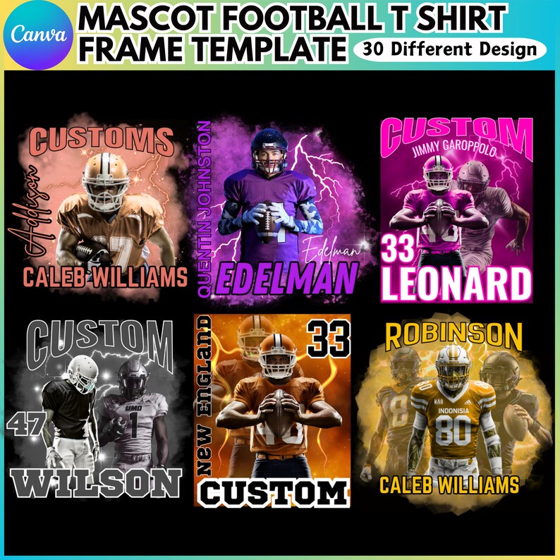 Football T Shirt Canva Editable Template, Custom Football Bundle ...