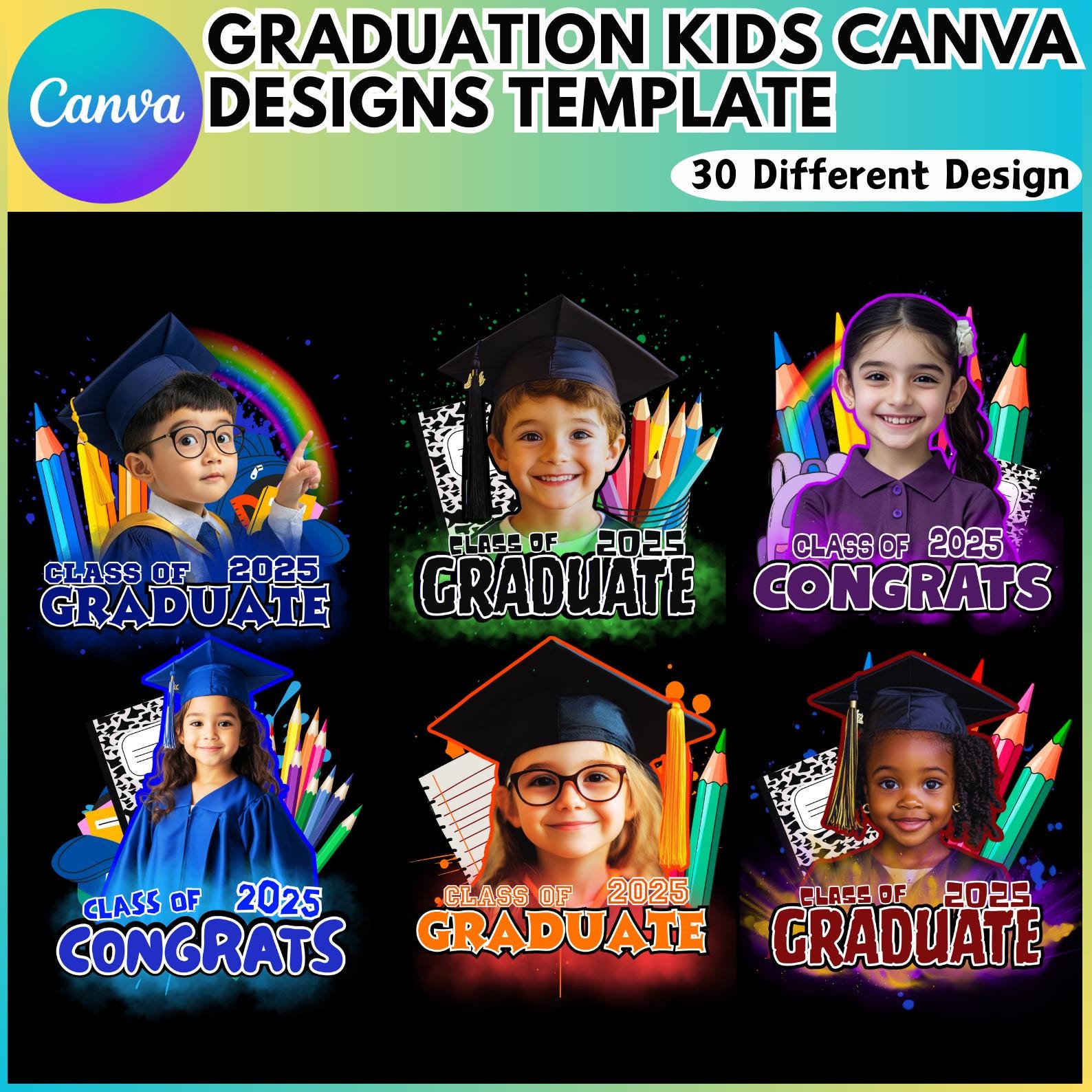 30 Kids Graduation Canva Editable Template, Class of 2025 Kids ...