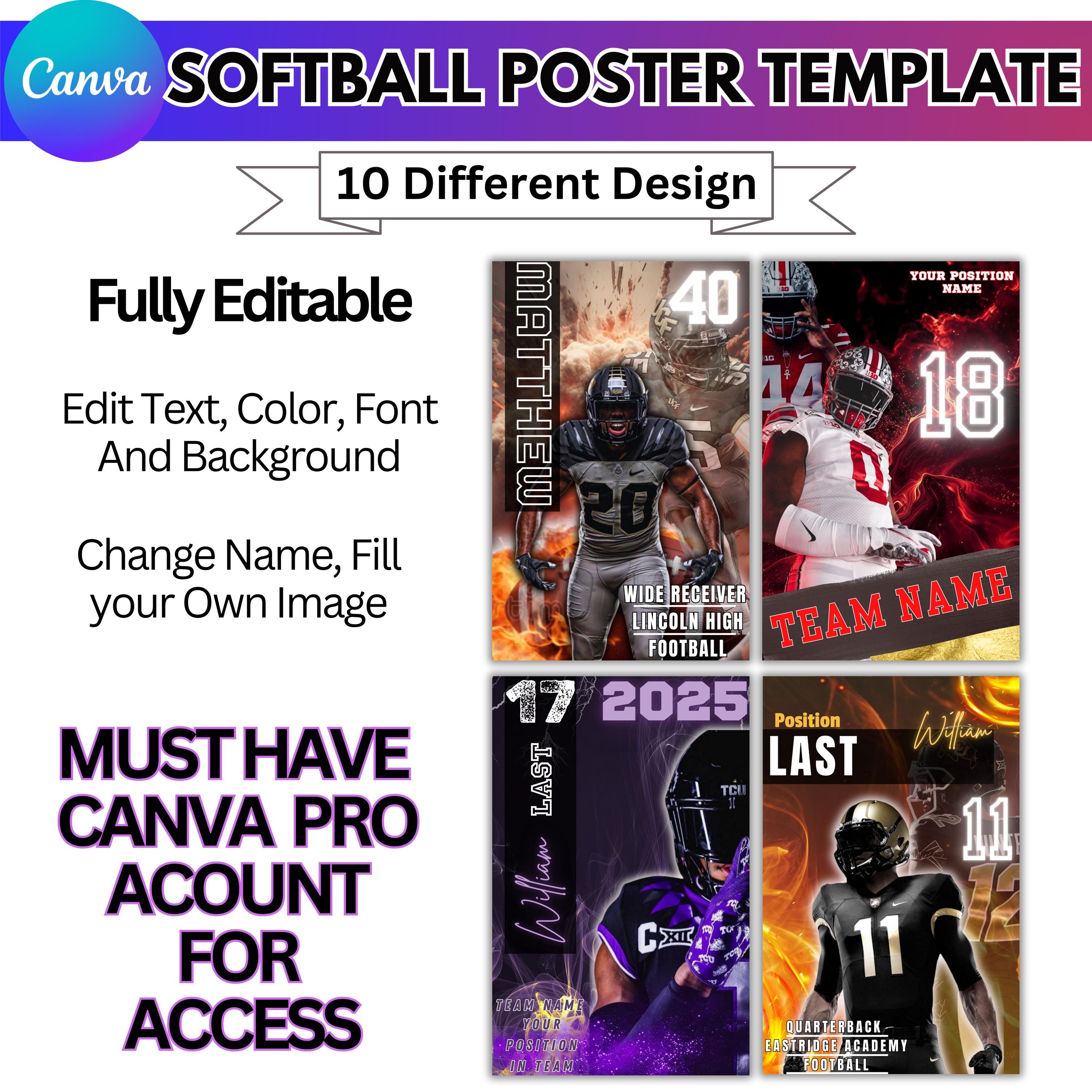 Football Poster Canva Template, Sports Background & Digital Backdrop ...