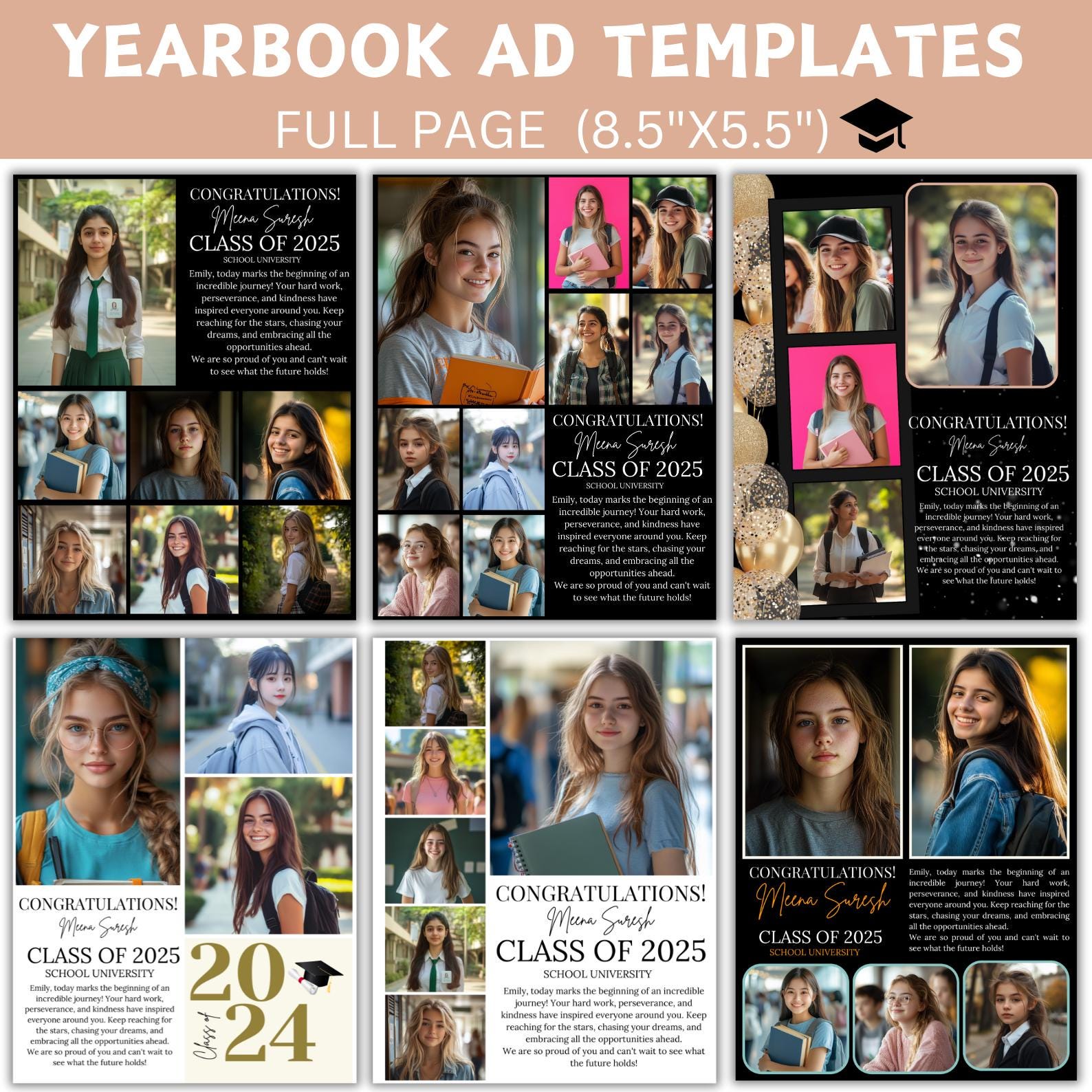 Full Page Yearbook Ad Canva Editable Template, Senior Yearbook Ad ...