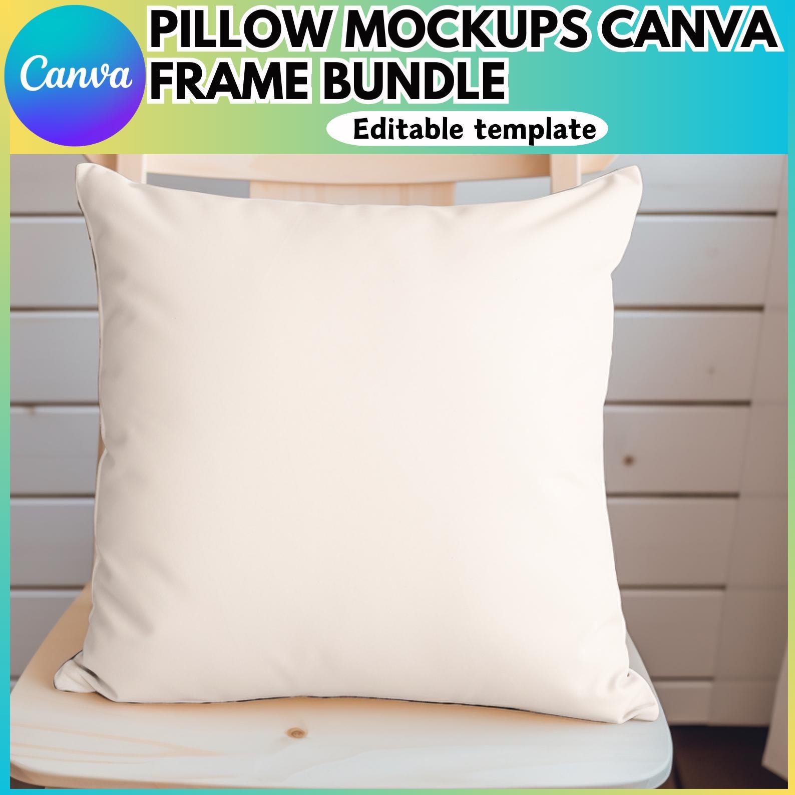 Pillow Mockup Canva Editable Template, Square Pillow Frame, Frames Diy ...