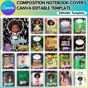 Composition Book Cover Mega Bundle, Canva Composition Notebook Design ...
