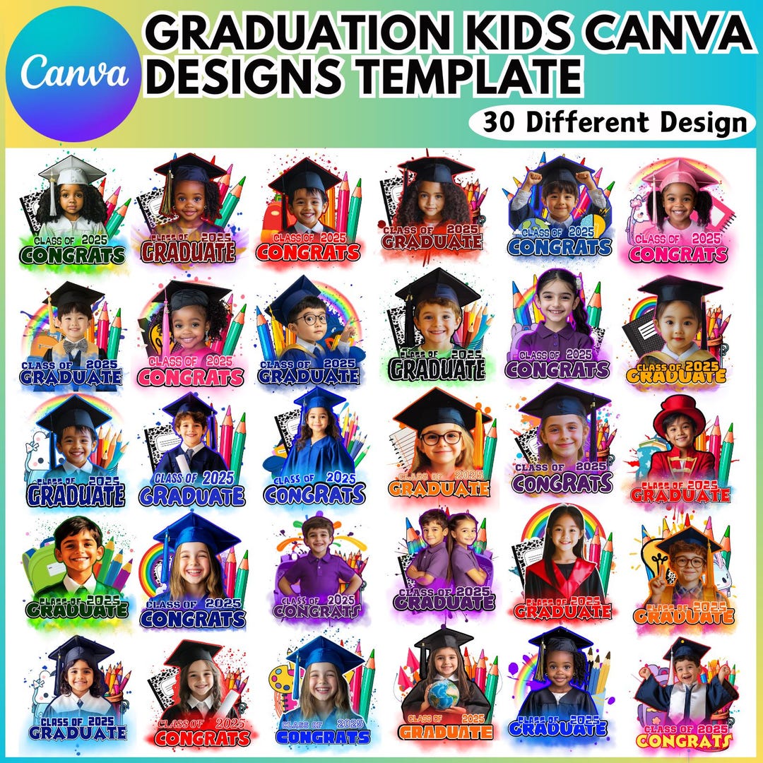 30 Kids Graduation Canva Editable Template, Class of 2025 Kids ...