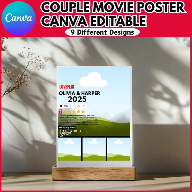 Valentine Movie Poster Canva Editable Template, Personalized Poster ...