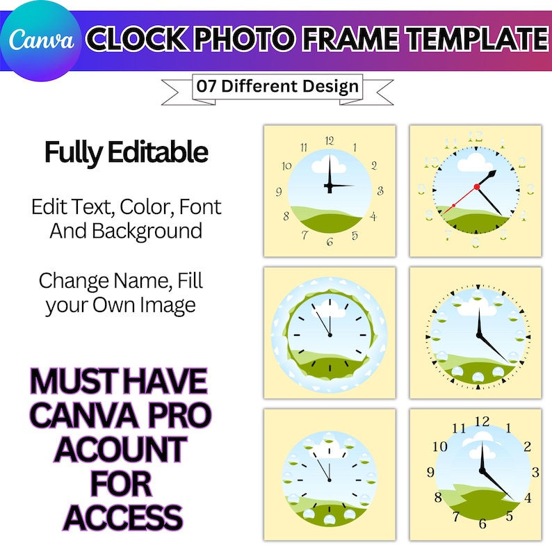 Clock Photo Collage Template, DIY Family Keepsake, Round Clock ...